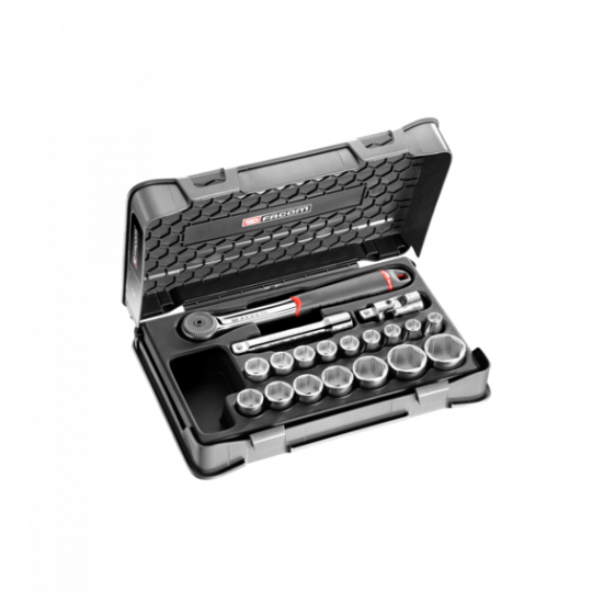 S.161-2P6PB | Coffret douilles 1 2 6 pans métriques - 19 pièces - S.161-2P6 Facom