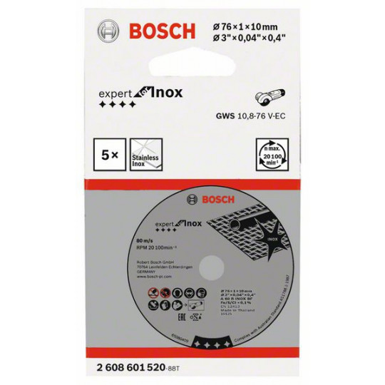 2608601520 | Disque à tronçonner BOSCH Expert for Inox diamètre 76 x ...